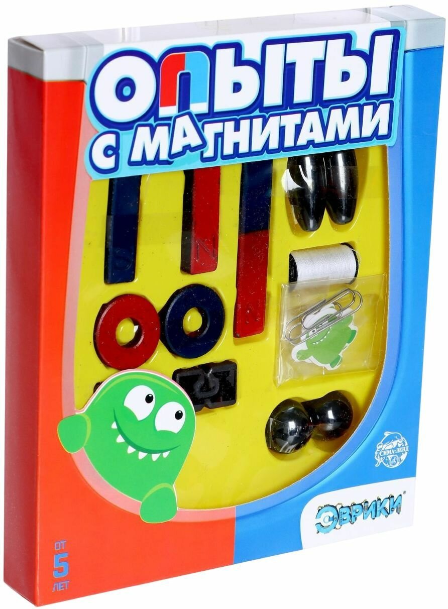 Набор для проведения экспериментов "Опыты с магнитами, 8 опытов", изучаем магнитные свойства, физика для детей в домашних условиях