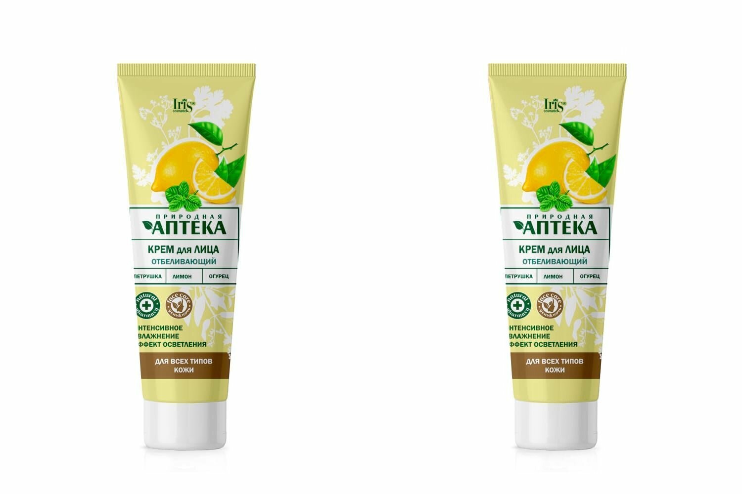 Iris cosmetic Крем для лица "Природная аптека" Отбеливающий, туба, 100 мл, 2 шт