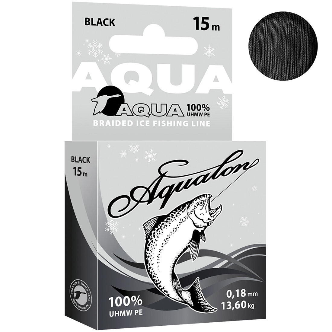 Плетеный шнур для рыбалки AQUA Aqualon Black зимний 0,18mm 15m