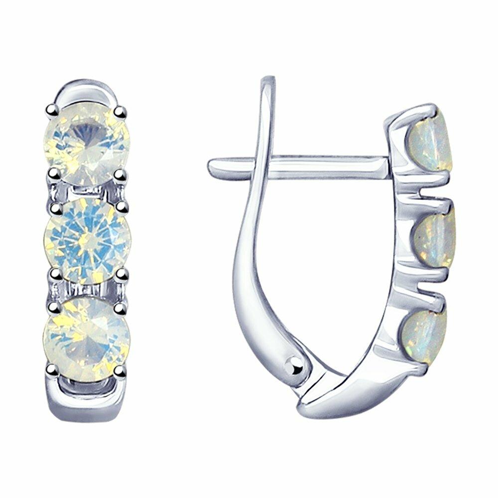 Серьги серебро, 925 проба, фианит