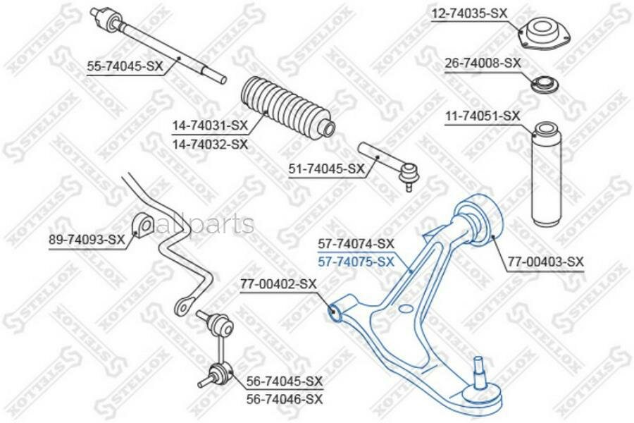 STELLOX 5774075SX рычаг левый!\ Nissan X-trail T30 all 01>