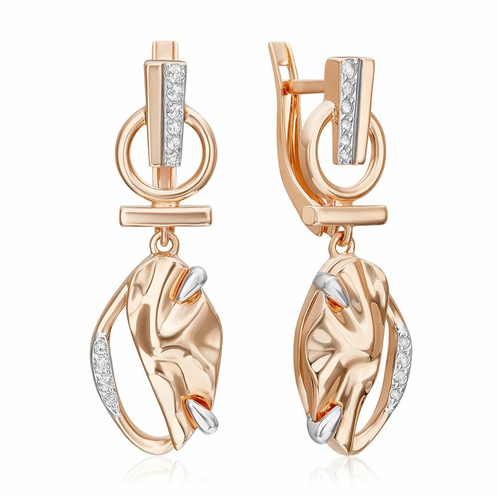 Серьги, красное золото, 585 проба, топаз