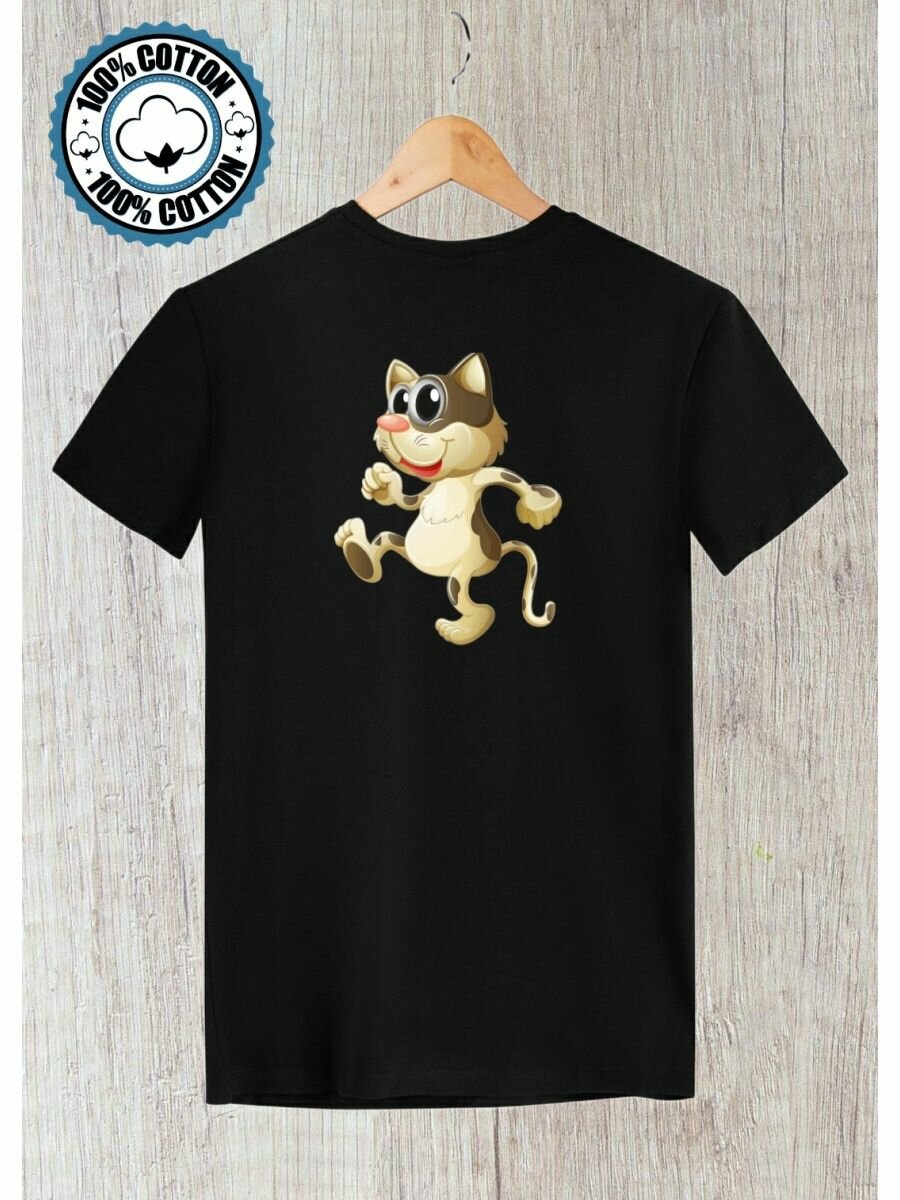 Футболка мультяшный веселый кот cat