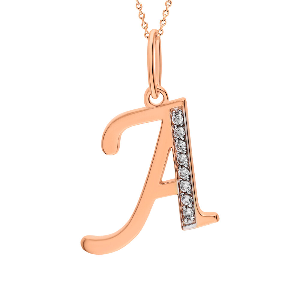 Подвеска, красное золото, 585 проба, фианит