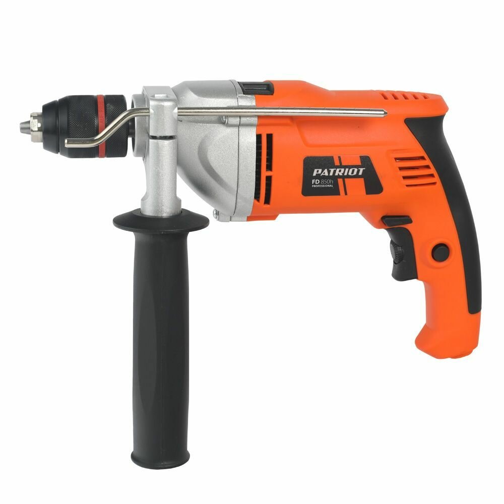 Дрель электрическая ударная PATRIOT FD 850h, с ударом, мощность 850Вт,0-2700об/мин,43200 уд/мин, макс. диаметр 13мм, глубиномер + дополнительная ручка