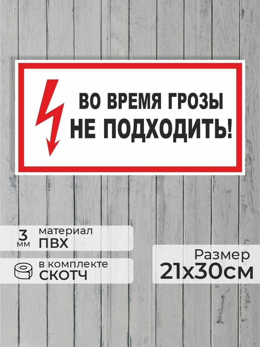 Табличка "Во время грозы не подходить!" А4 (30х21см)