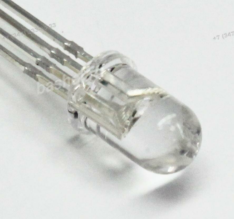 LED DIP 5mm DFL-5213RGBC-А 4pin, anode, Светодиод, круглый прозрачный 5мм, RGB, 7000mcd, 30°, 1.8/2.5/3.2V