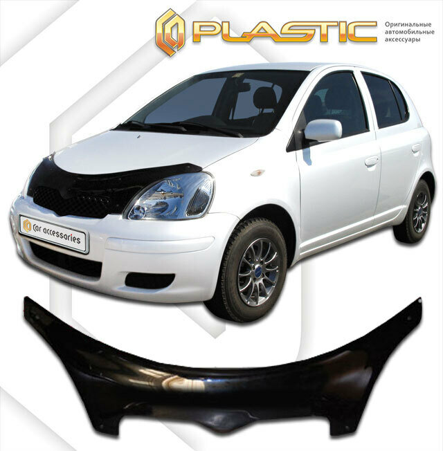 Дефлектор капота для Toyota Vitz 1999-2005 Черный глянцевый СА Пластик