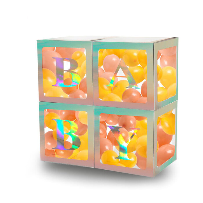 Набор коробок для воздушных шаров BABY, перламутр, 30х30х30 см, в упаковке 4 шт. + подарок