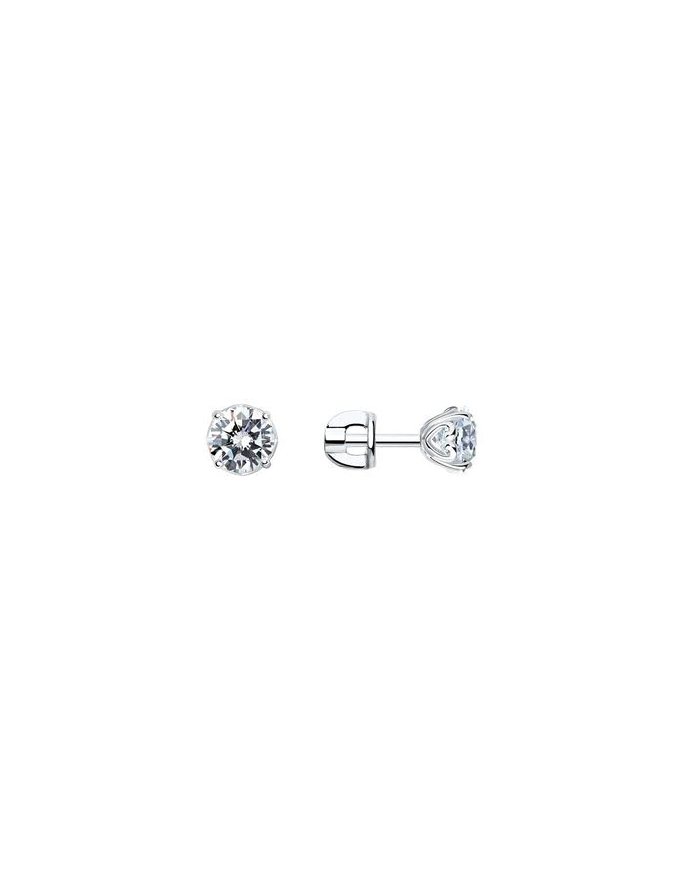 Серьги пусеты, серебро, 925 проба, родирование, фианит
