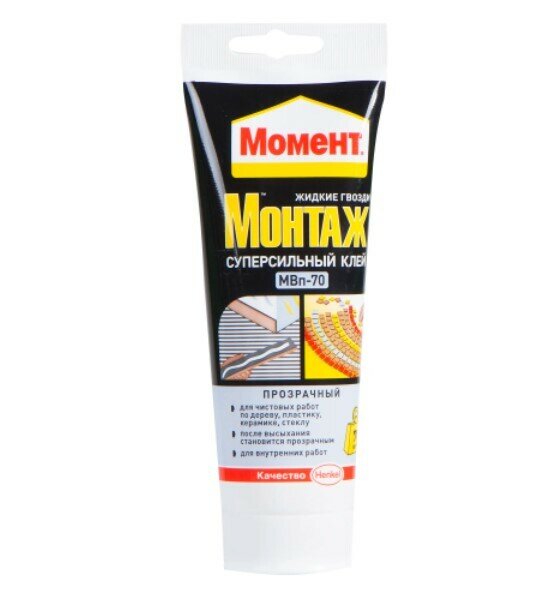 Клей монтажный прозрачный Момент, суперсильный, 185 г