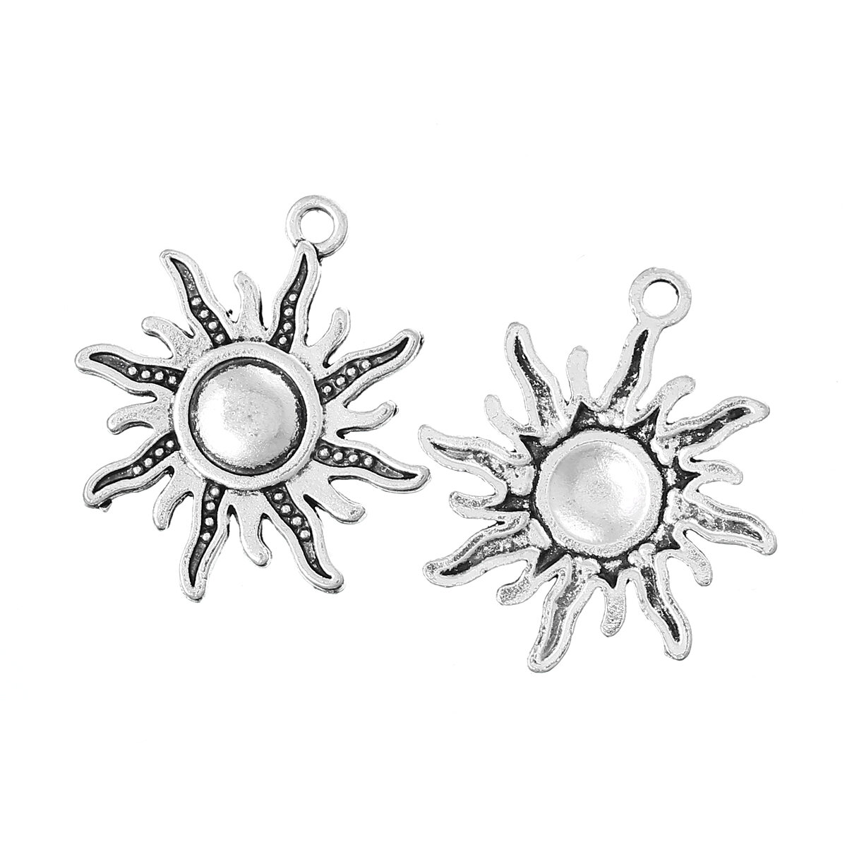 Подвеска, 28х25мм, стилизованное солнышко, базовый материал - цинковый сплав, стиль тибетское серебро, 5 шт.