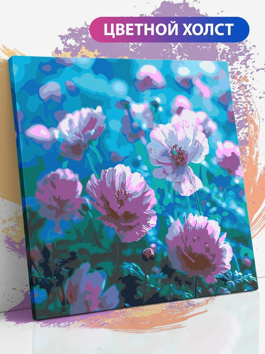 Картина по номерам на холсте с подрамником, "Цветы. Полевые цветы", 40х40 см