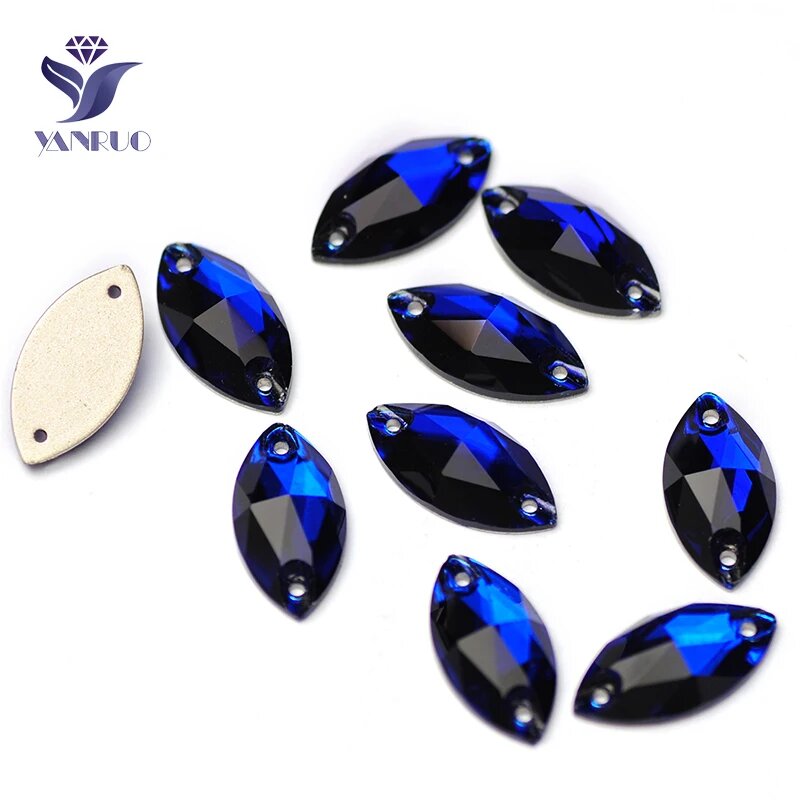 Стеклянные стразы YANRUO 6x12mm, 48шт, кобальт