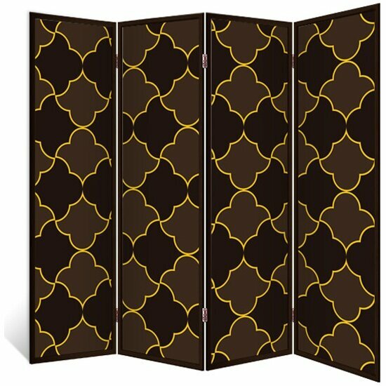 Ширма перегородка Декор Депо для комнаты деревянная "Харизма" двухсторонняя с картинкой (абстр) 4 створки венге 176х185 см 14 кг