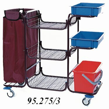 Тележка "Кабриолет" для горничной, металл/пластик/нейлон, цвет бордо, базовая модель