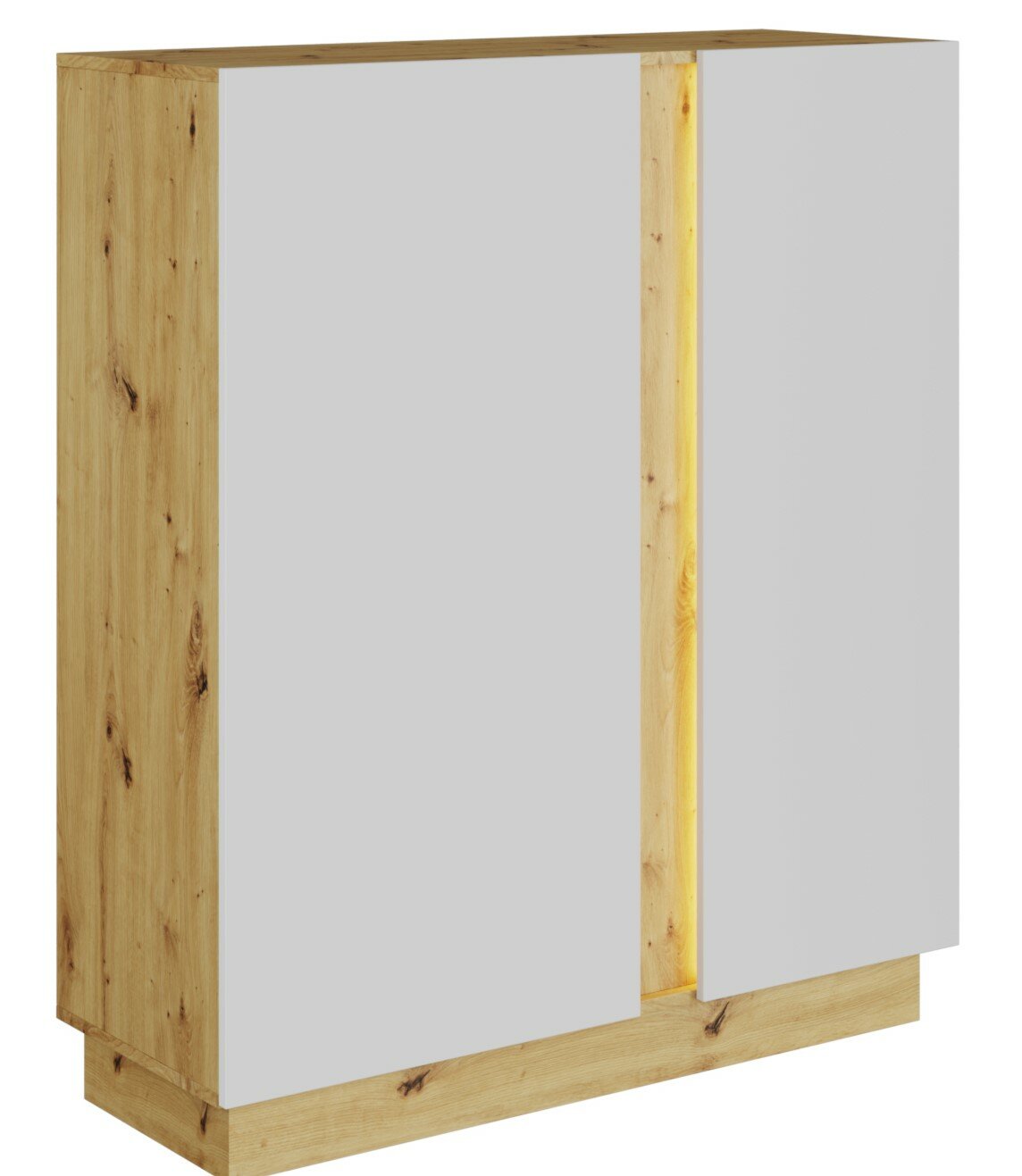 MODO комод КД-1, 110 х 130 х 41 см, ЛДСП корпус, МДФ фасады, Дуб Артизан/Белый