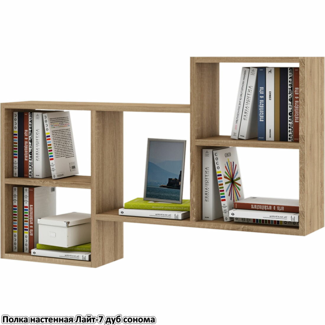 Полка Лайт-7-Дуб сонома, ЛДСП, МФ Владимир VMF, 96,4х61,2х17 см.