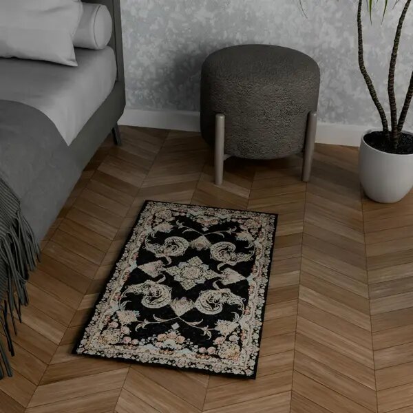 Ковер полиэстер Arnika 50x80 см цвет темно-синий