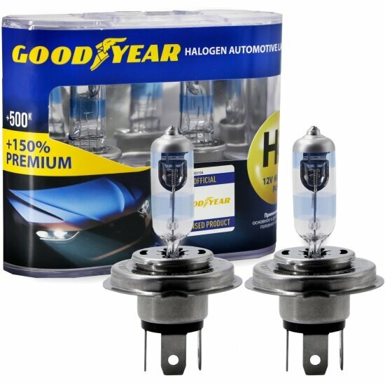 Автолампа Goodyear GY014152 Н4 12V 60/55W P43t Premium +150% (бокс: к-т 2шт.)