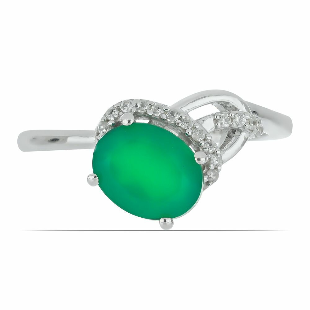 Кольцо, серебро, 925 проба, родирование, циркон, агат