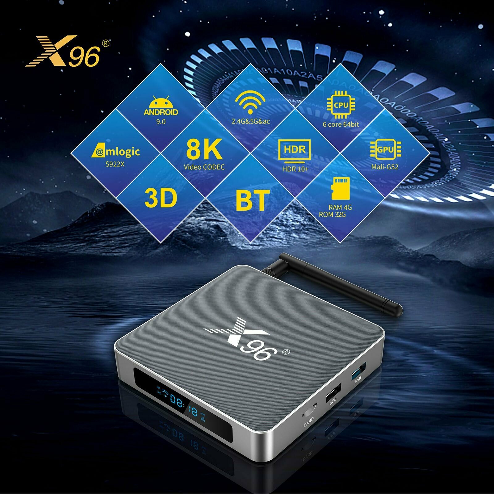 TV приставка X96 X9, Android 9.0, 4ГБ/32ГБ, 4K