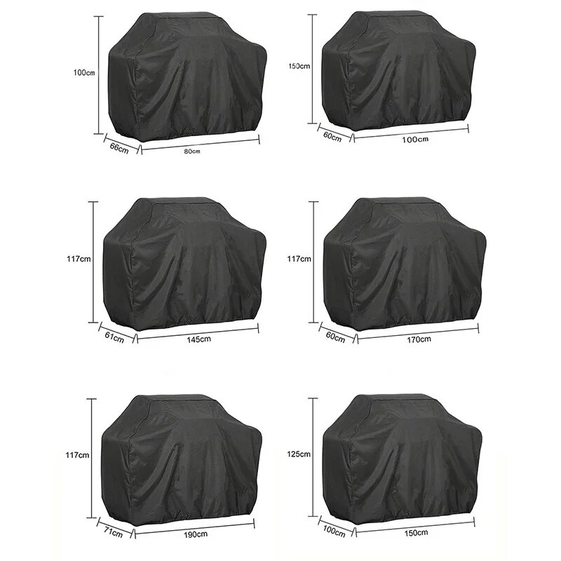 Черный чехол для гриля барбекю 150x100x125 см, Цвет: M