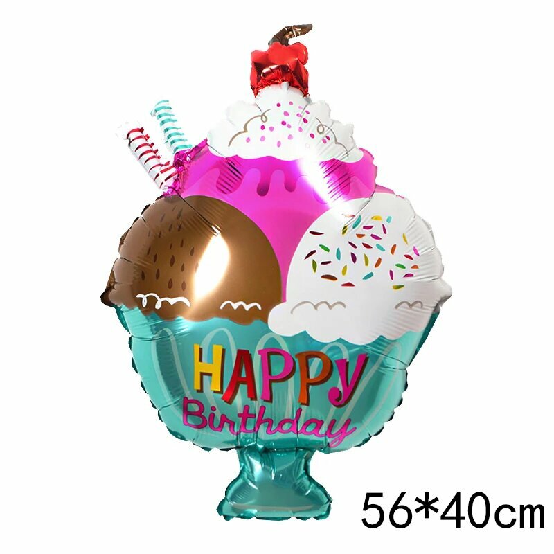 Алюминиевый шар "Happy Birthday" розовый, ice cream B, 56*40см