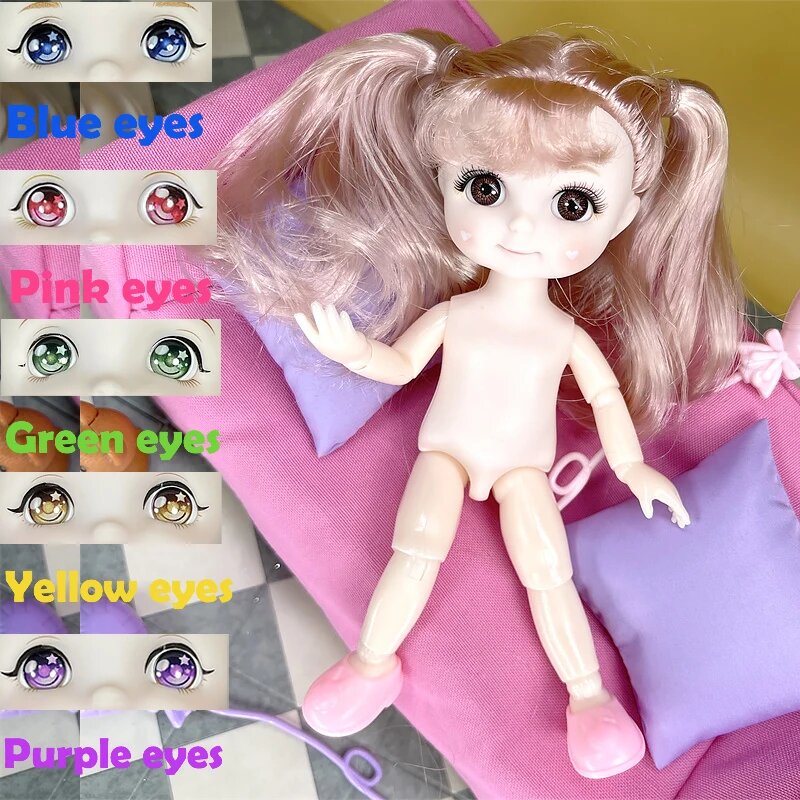 Шарнирная кукла Whiteroom 16 см голубые глаза doll01, Black eyes doll