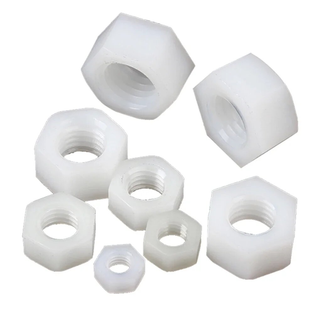 Пластиковые нейлоновые гайки M2-M20 черные/белые 5-50 шт M10 (10pcs), White Color