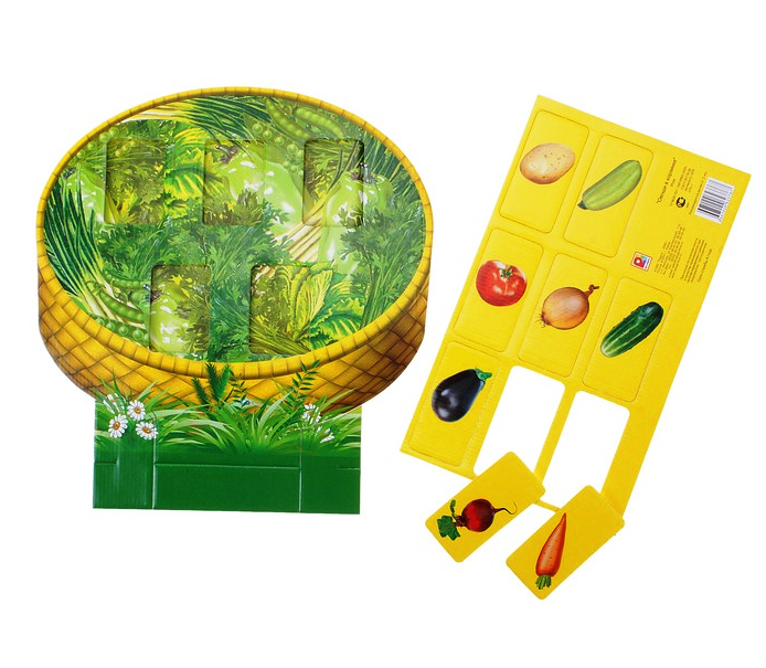Игра настольная Радуга "Овощи в корзинке", картон, развивающая, от 3 до 7 лет