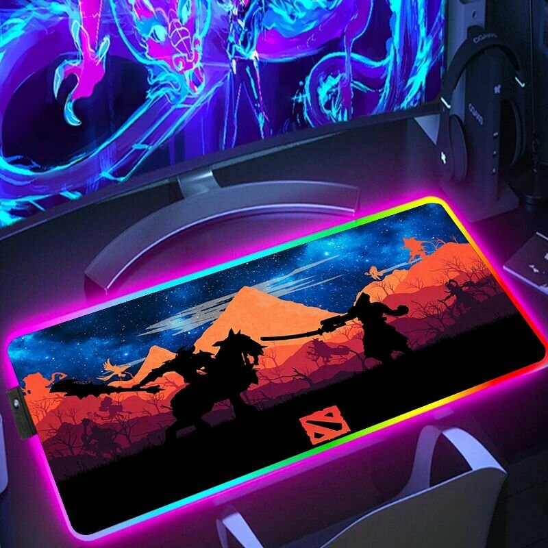Игровой коврик Dota 2, с RGB-подсветкой, нескользящий, 90 см x 40 см