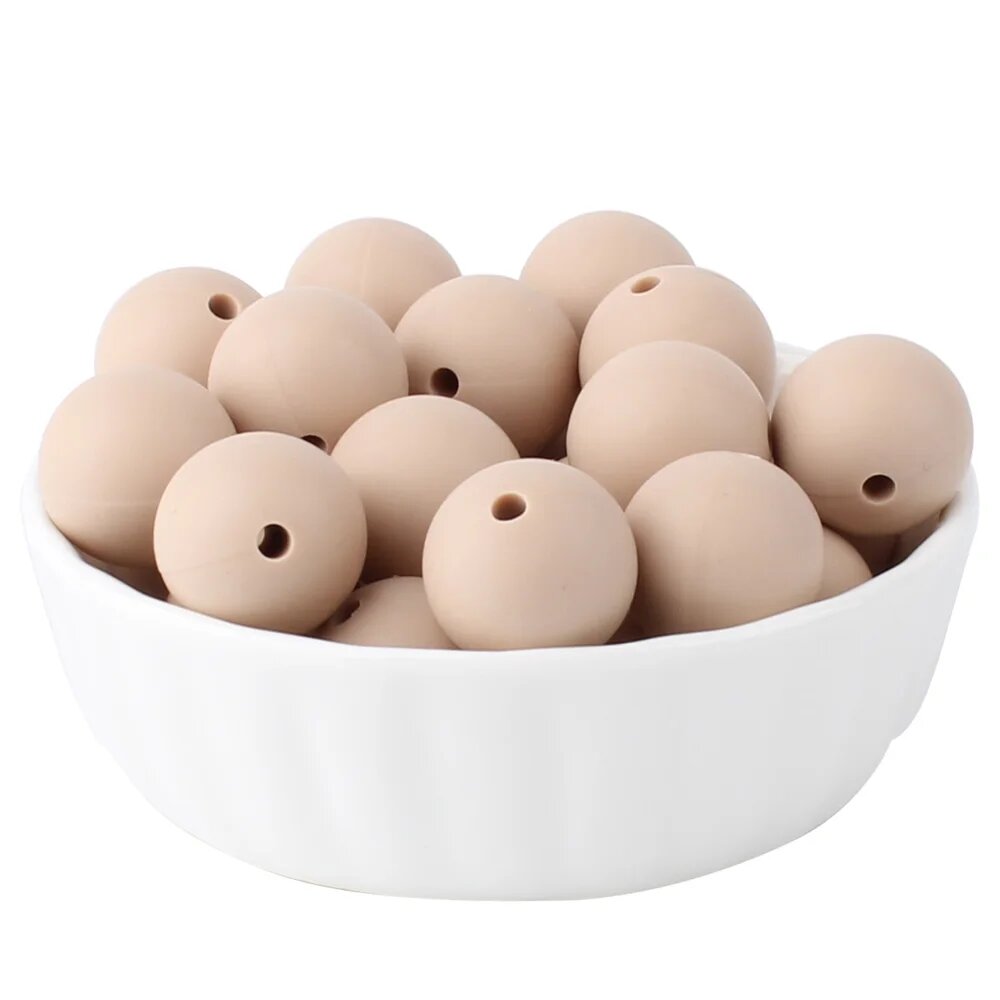 Силиконовые бусины 20 шт. Бежевый, 9 мм, Oatmeal