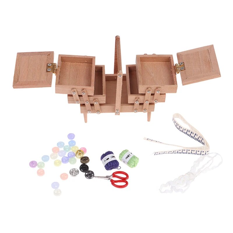 Деревянный набор для шитья 1:12 для кукольных домов