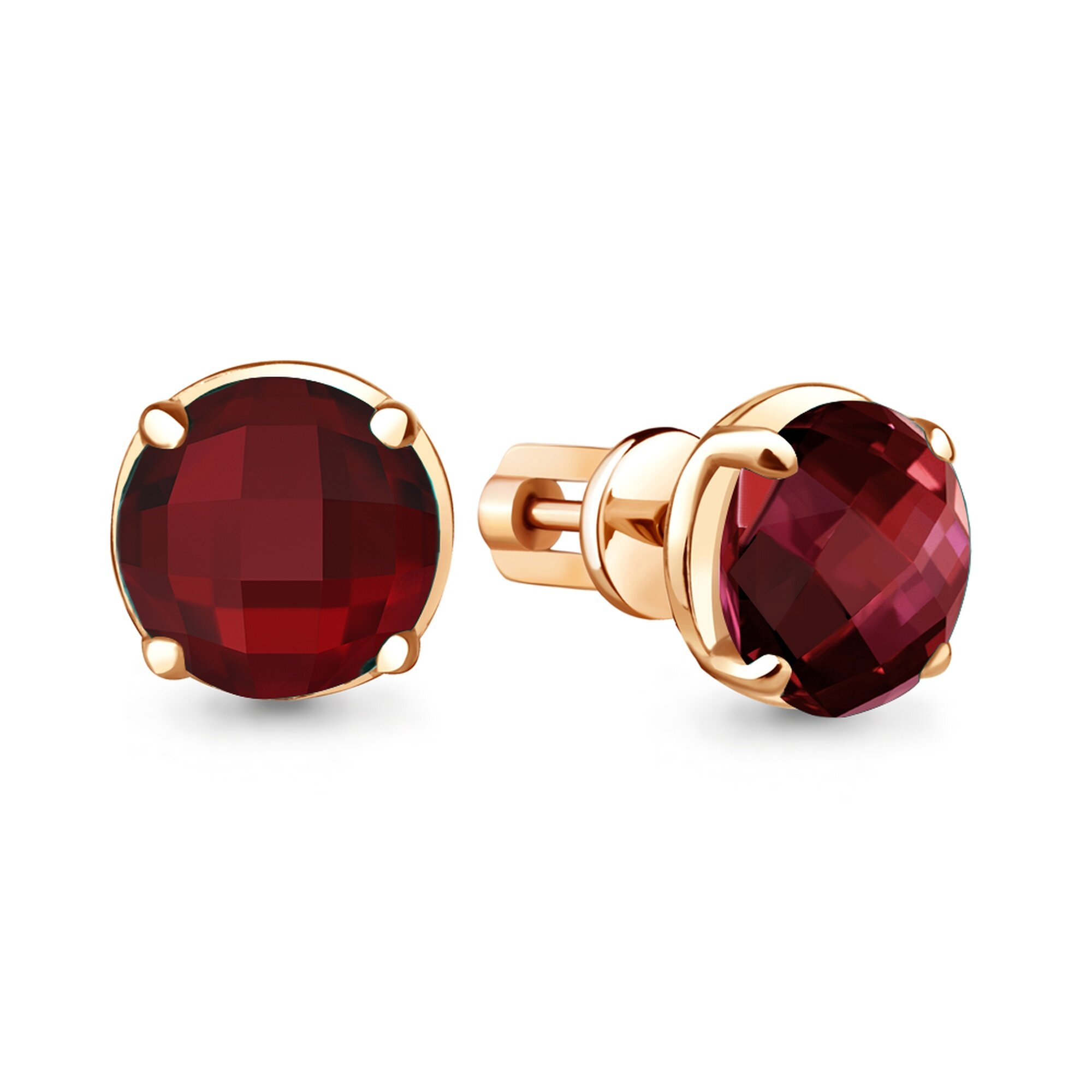 Серьги пусеты, серебро, 925 проба, золочение, гранат