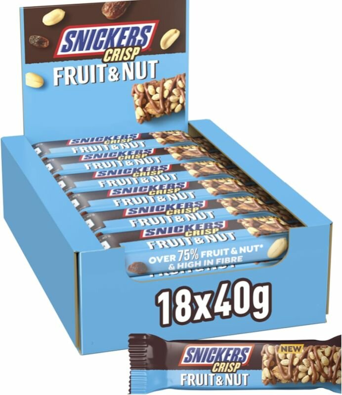 Батончики Snickers Fruit & Nut Milk Chocolate Snack, 18 x 40 г