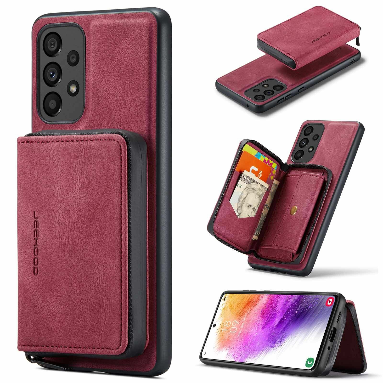 JEEHOOD Тонкий кожаный чехол для Samsung Galaxy A73 5G (Самсуиг Галакси А73 5G) , защитный чехол для телефона, съемный чехол-кошелек с карманом