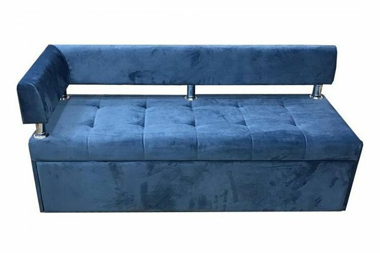 Диван-кровать Дельфин с подлокотником 170x62х80 синий микровелюр, левый