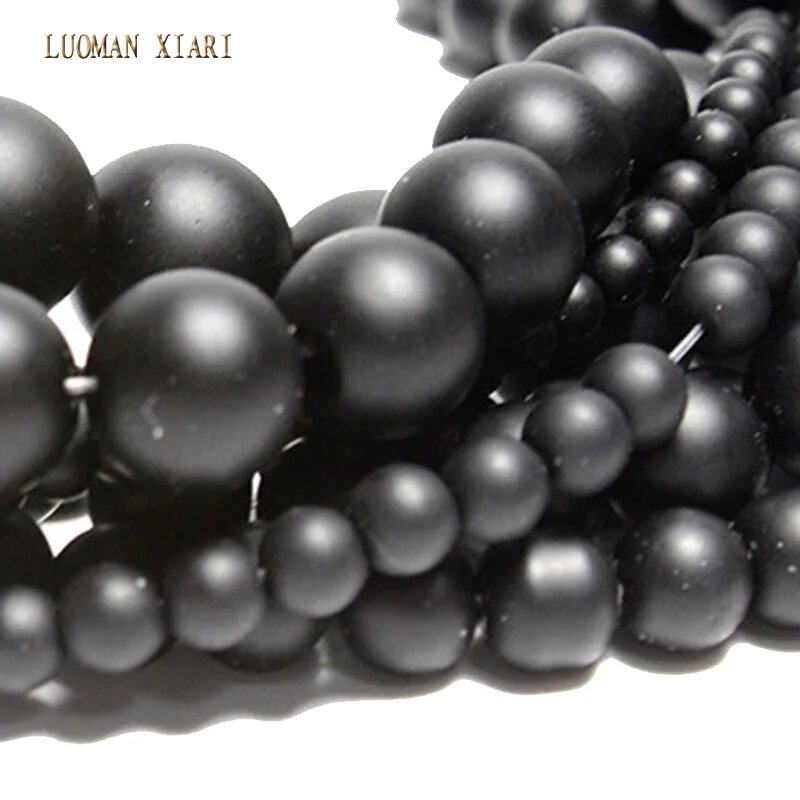 Бусины из агата и хрустального стекла LUOMAN XIARI 4/6/8/10 мм 6mm about 61-63pcs, Matte black onyx