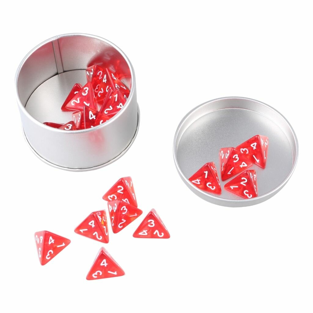Кубики игральные кости для настольных игр,1 набор из 25 4-сторонних прозрачных цифровых многогранных кубиков iron box-прозрачный красный