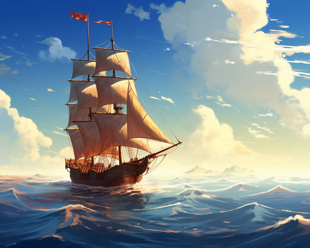 Картина по номерам корабль в море 40х50