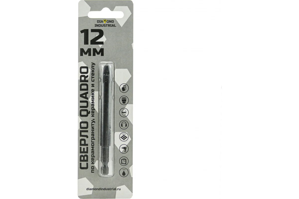 Diamond Industrial DIDSK012 Сверло по керамограниту, керамике и стеклу 12 мм 4 грани
