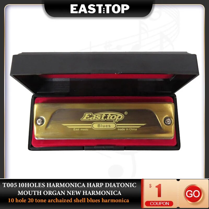EAST TOP T005 губная гармошка серебристого цвета LF Key