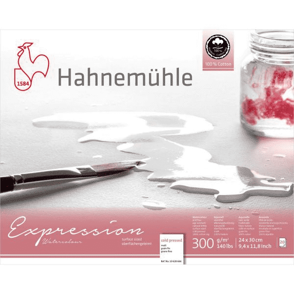Hahnemuhle Альбом-склейка для акварели "Expression", 300 г/м2, 24х30 см, 100% хлопок, 20 л, среднее зерно