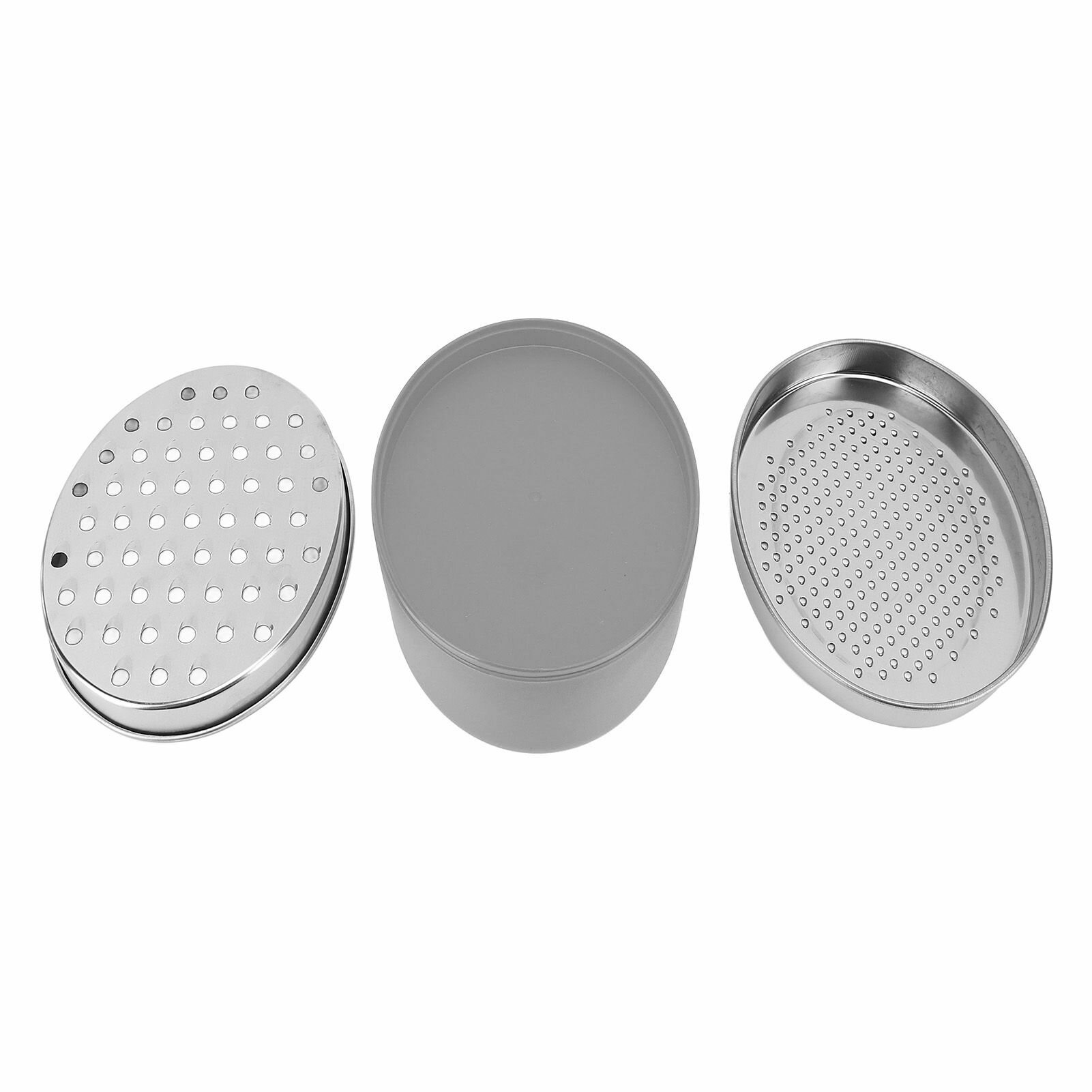 Терка для сыра, двусторонняя терка из нержавеющей стали, портативный измельчитель пищевых продуктов с контейнером для хранения продуктов для имбиря, редиса, серый