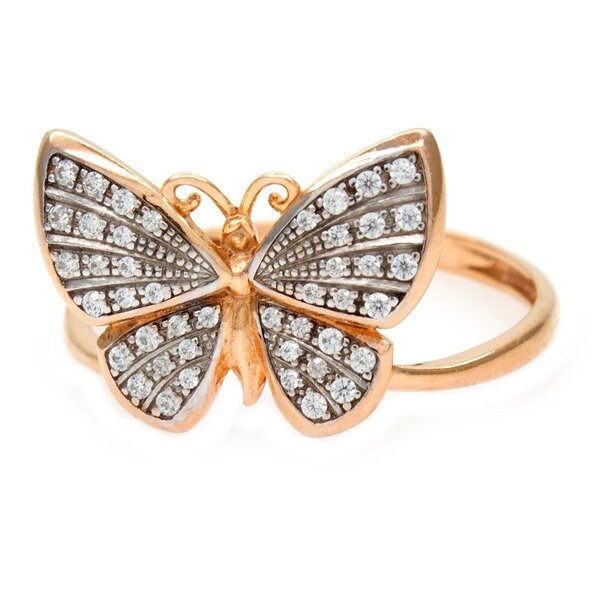 Кольцо, серебро, 925 проба, родирование, фианит