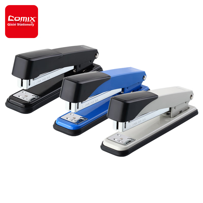 Comix Office Stapler, Thickened Stapler, Compatible with 24/6, 24/8, 26/6, And 26/8 Staples, Random Color, B3085