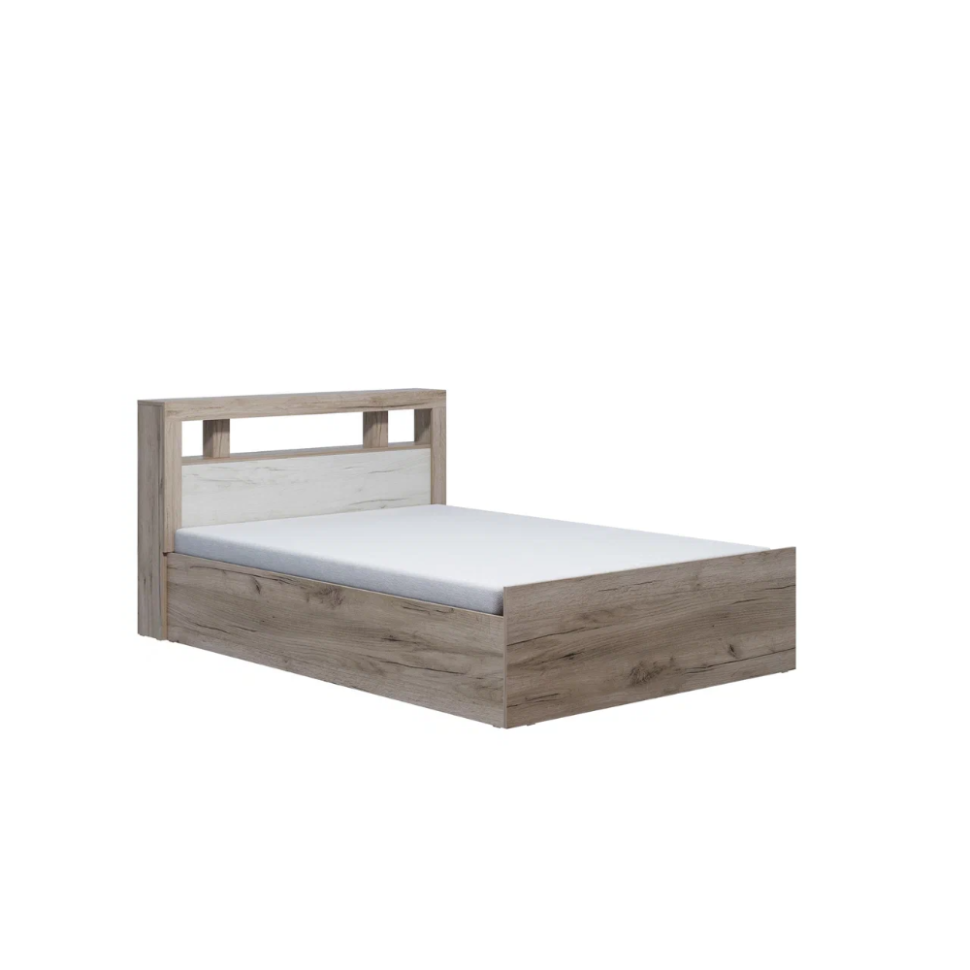 Кровать двуспальная 1400 FANT Ольга 19 без основания Дуб крафт серый-Дуб крафт белый