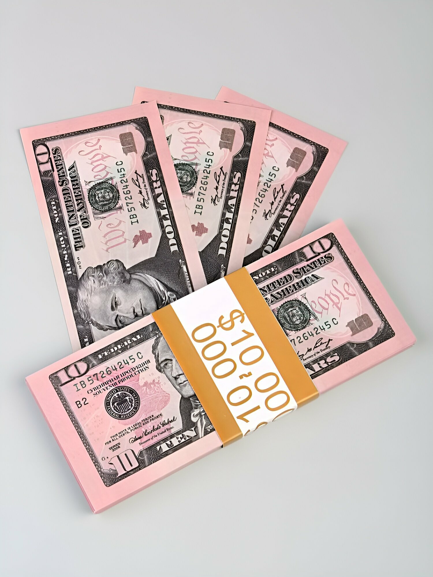 Банкноты-игрушки, с различным номиналом, длина 15 см, ширина 6 см, 100 шт 10 USD