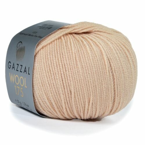 Пряжа Gazzal Wool 175 цвет 342 светлый беж (50г/175м, упаковка 5 мотков)